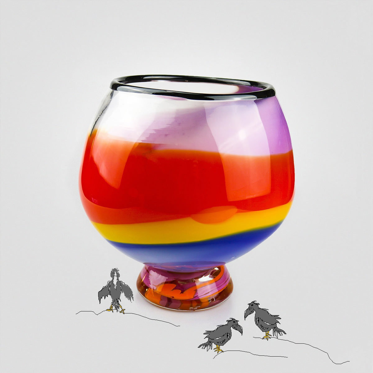 Round footed Vase - Ted Harrison Series – Lumel Glass